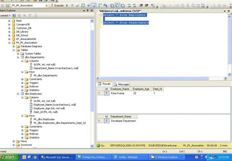 Sql Server Primary And Foreign Key Association Visual C Entity Framework