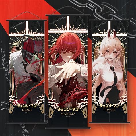 8 Kinds Anime Chainsaw Man Scroll Canvas Makima Power Denji Aki Mitaka