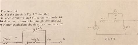 Solved Problem 1 6 A ﻿for The Circuit In Fig 1 7 ﻿find