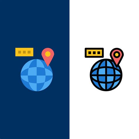 World Map Navigation Location Icons Flat And Line Filled Icon Set