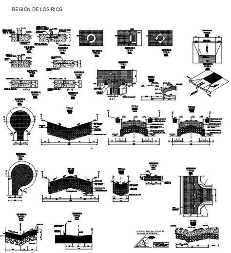 River Region Structure Sections Design In AutoCAD 2D Drawing CAD File