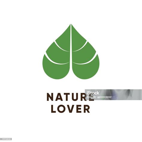 Daun Dan Hati Desain Logo Pecinta Alam Untuk Merek Alam Ilustrasi Stok