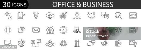 Office 및 Business 라인 아이콘이 설정됩니다 벡터 일러스트 레이 션 개념에 대한 스톡 벡터 아트 및 기타 이미지 개념 개념과 주제 개발 Istock