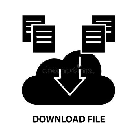 Download File Icon Black Vector Sign With Editable Strokes Concept