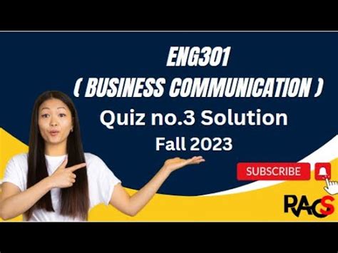 ENG301 Business Communication Quiz No 3 Solution Fall 2023 YouTube