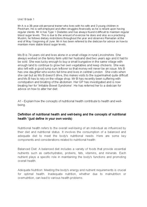 Unit 19 Task 1 Unit 19 Task L Unit 19 Task 1 Mr A Is A 36 Year Old