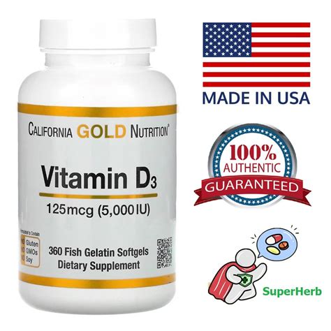 California Gold Nutrition, Vitamin D3, 125 mcg (5,000 IU) | Shopee ...