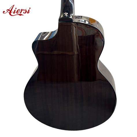 Black Colour Solid Top Cutaway Space Trek Acoustic Guitar Top Guitar