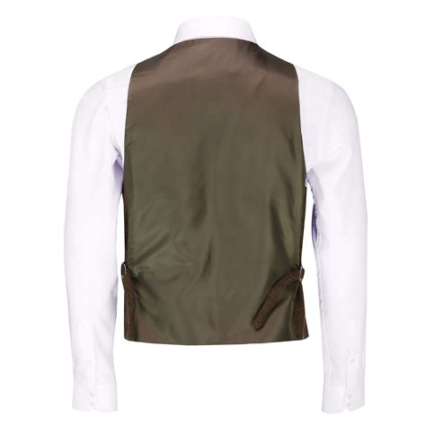 Mens Vintage Double Breasted Tweed Waistcoats Herringbone Check Peaky