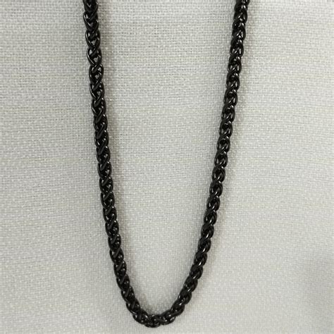 خرید و قیمت زنجیر استیل بافت گندمی مشکی مردانه از غرفه زیورآلات و ساعت خاص و برند