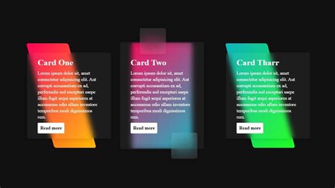 Css3 Glowing Gradient Glassmorphism Card Hover Effects Glass Morphism