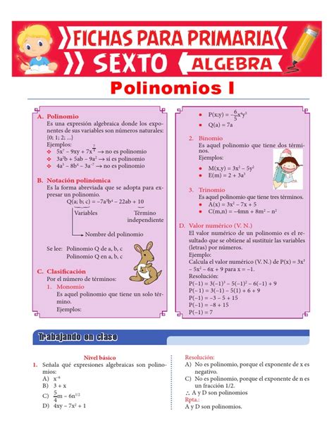 Que Es Un Polinomio Para Sexto De Primaria Pdf Polinomio Álgebra