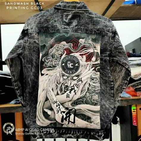Jaket Jeans Denim Printing Pria Gambar Belakang 04 Shopee Indonesia