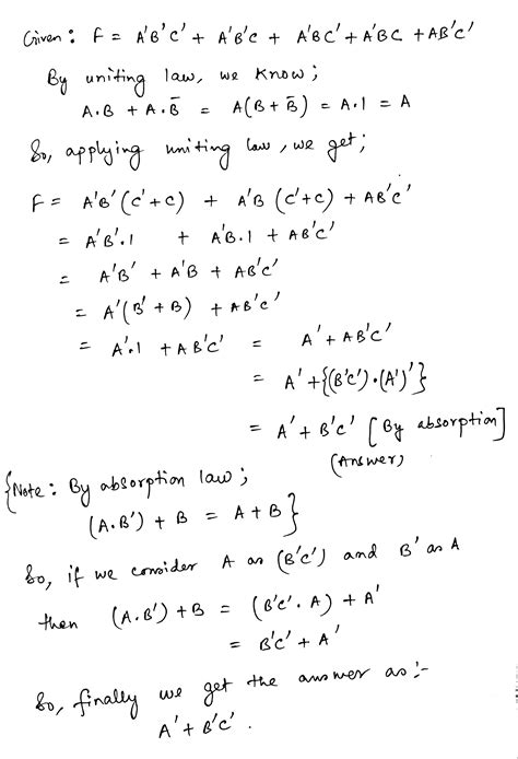 Solved Prove That F A B C A B C A BC A BC AB C Is Equivalent Course Hero