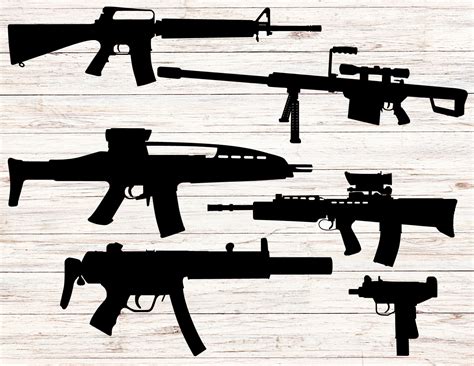 Gun Svg Bundle With 40 Different Designs Of Different Rifles Etsy