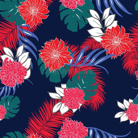 Las Flores Hawaianas Tropicales Coloridas Y De Moda Repitieron El