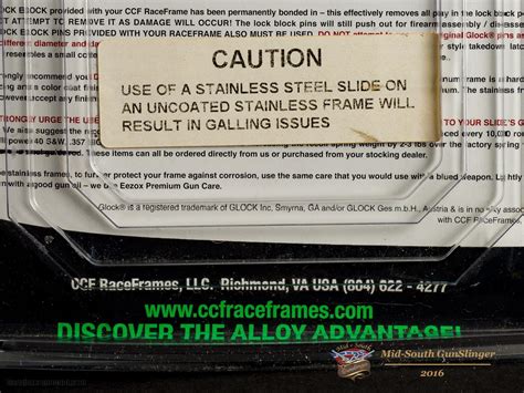 Ccf Raceframes Stainless Steel Frame For Glock