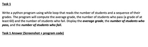 Solved Task 1 Write A Python Program Using While Loop That Chegg