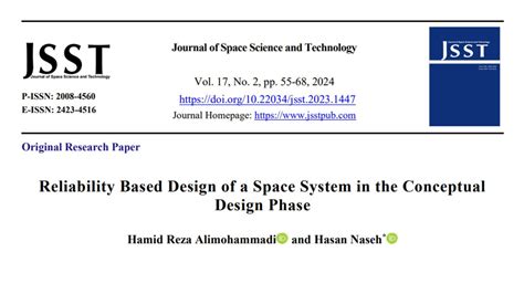 Reliability Based Design Of A Space System In The Conceptudesign Phase