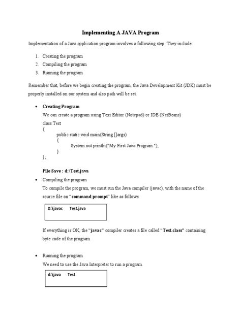 1 implementing a java program pdf java programming language