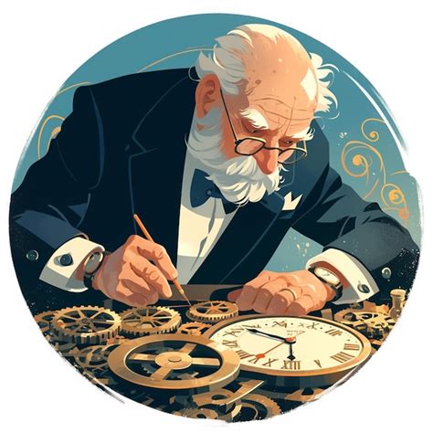 Mixed Race Elderly Man Fixing A Clock Premium Ai Generated Vector
