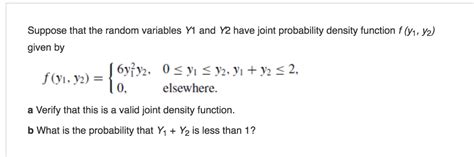 solved suppose that the random variables y1 and y2 have