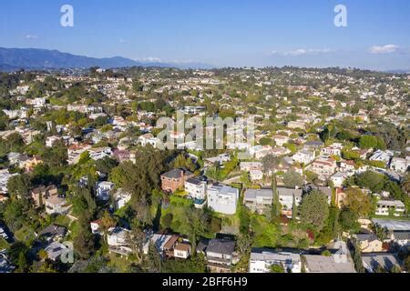 Aerial View Above The Trendy Silver Lake Neighborhood In Los Angeles