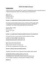 COMM 215 Midterm Review Solutions Docx COMM 215 Midterm Review Multiple Choices Q1The Outcome