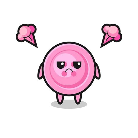 Premium Vector Annoyed Expression Of The Cute Clothing Button Cartoon Character