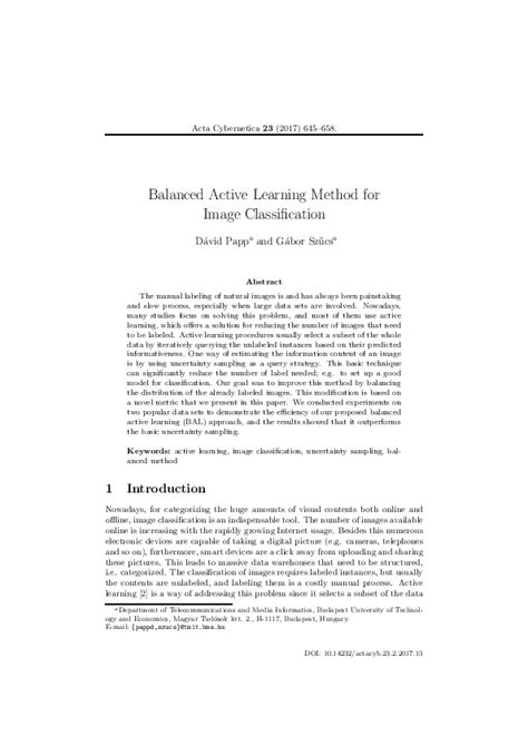 pdf balanced active learning method for image classification