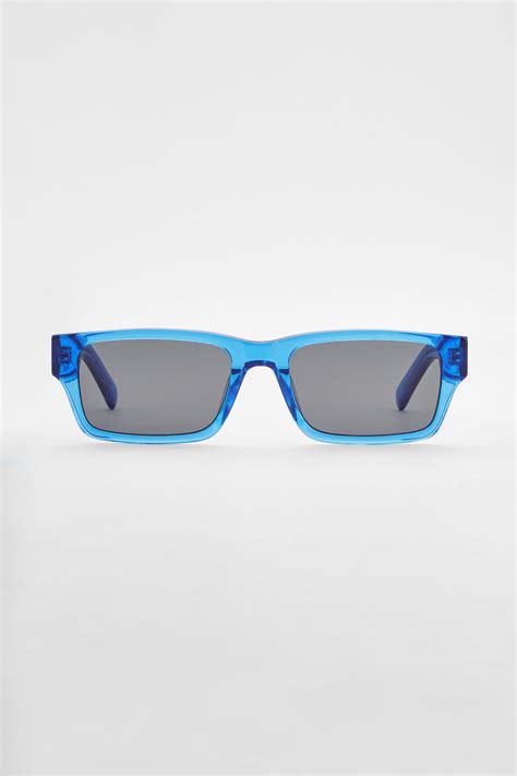 Rectangular Acetate Sunglasses Blue Cernucci Us