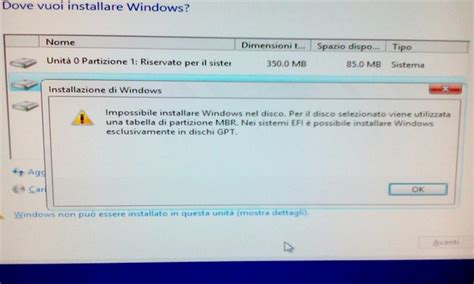 Impossibile Installare Windows Nel Disco Partizioni