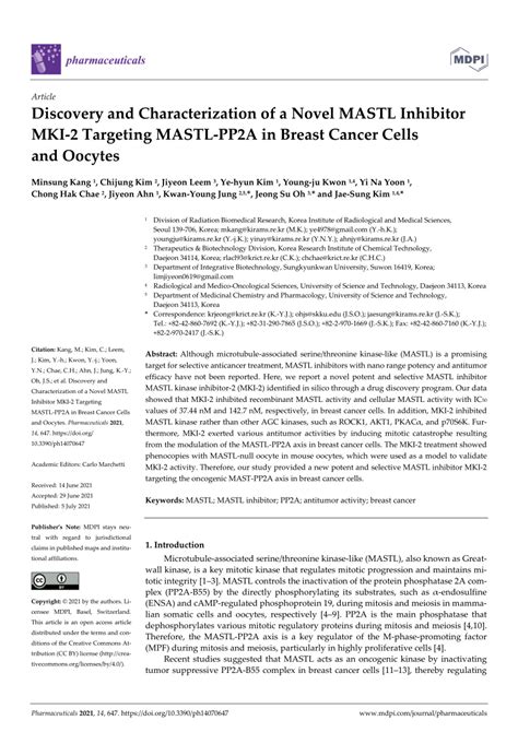Pdf Discovery And Characterization Of A Novel Mastl Inhibitor Mki 2