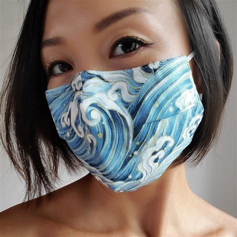 Hokusai Wave Maske Mit Nasendraht Filtertasche Ukiyo E Etsy De