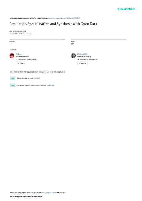 Population Spatialization And Synthesis With Open See Discussions Stats And Author Profiles