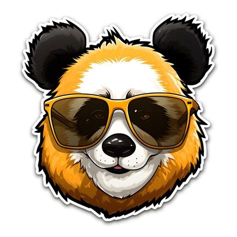 Premium Ai Image Funny Panda Cartoon Style Sunglass Sticker Design