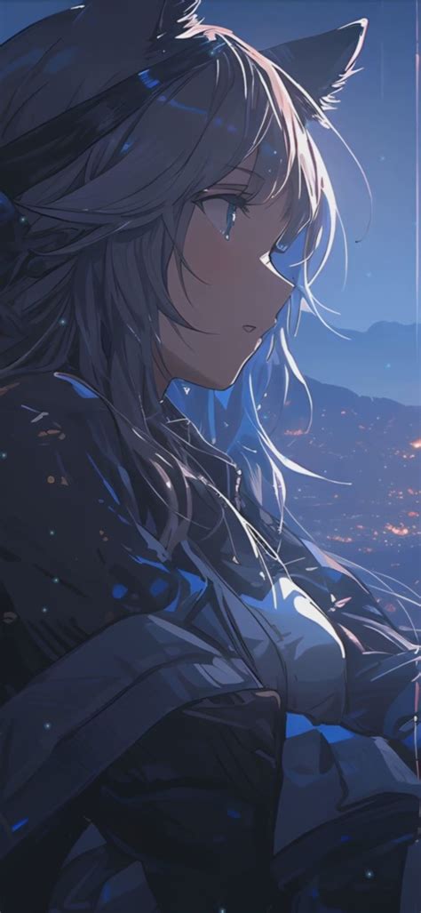星空下猫耳女孩 动漫手机动态壁纸 动漫手机壁纸下载 元气壁纸