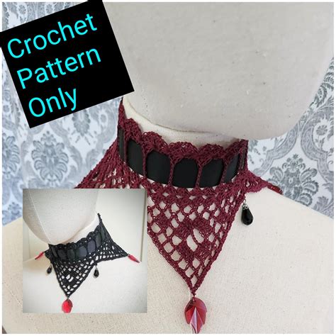 Crochet Pattern Victorian Gothic Choker Beaded Choker Pattern Lace