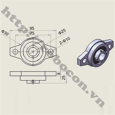 Pkk594 Gối Đỡ Vòng Bi Dạng Trục Ngang Fl005 25mm