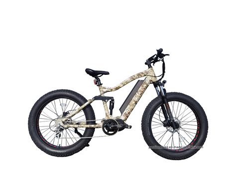 Camouflage Color Bafang M MID Drive Electric Mountain Bike Full Suspension MTB Ebike Fat