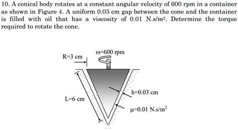 solved 10 a conical body rotates at a constant angular velocity of