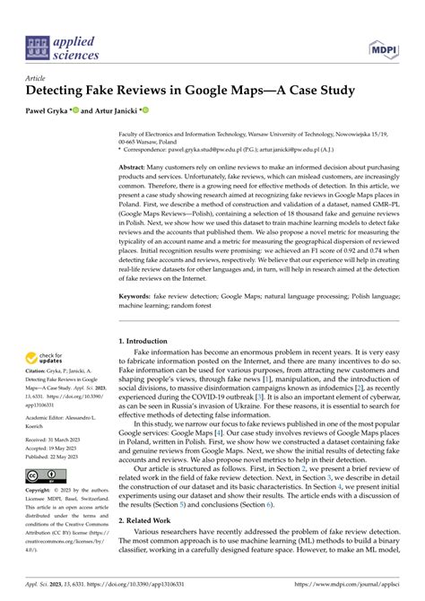 PDF Detecting Fake Reviews In Google MapsA Case Study