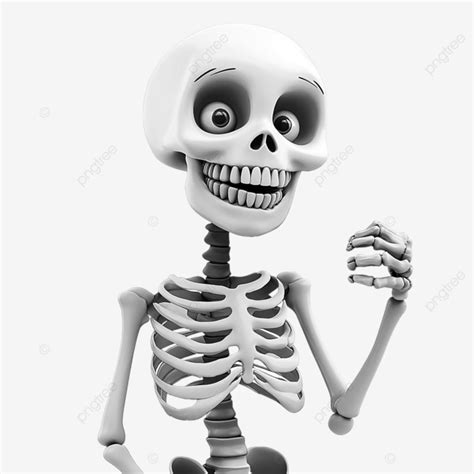 شخصية هيكل عظمي مبتسم يحمل شيئًا ما هيكل عظمي حرف البرتقالي Png صورة