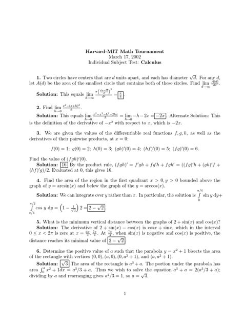 Calculus Harvard Mit Math Pdf Area Derivative