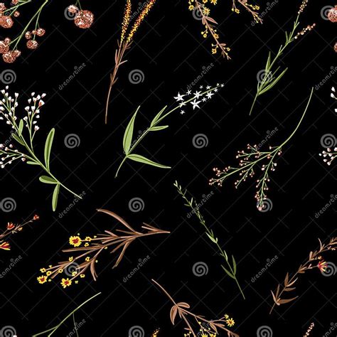 Floral Blossom Seamless Pattern Trendy Field Colorful Vector Texture