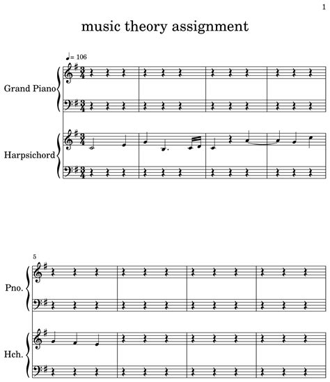 Music Theory Assignment Sheet Music For Piano
