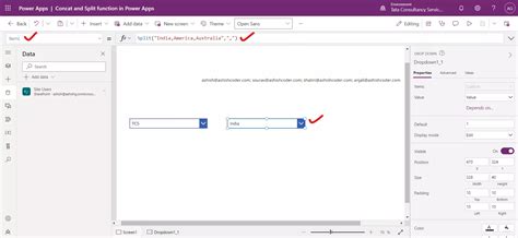 Concat Concatenate And Split Powerapps Functions