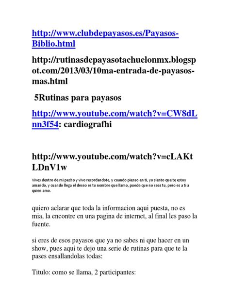 Rutinas De Payaso Pdf Ocio