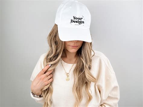 White Yupoong 6245cm Baseball Hat Mockup White Dad Hat Mockup Baseball White Female Baseball Hat