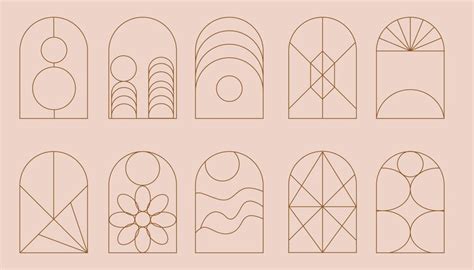 Premium Vector Line Arch Frame Set Bohemian Linear Shapes With Geometric Elements Stars And